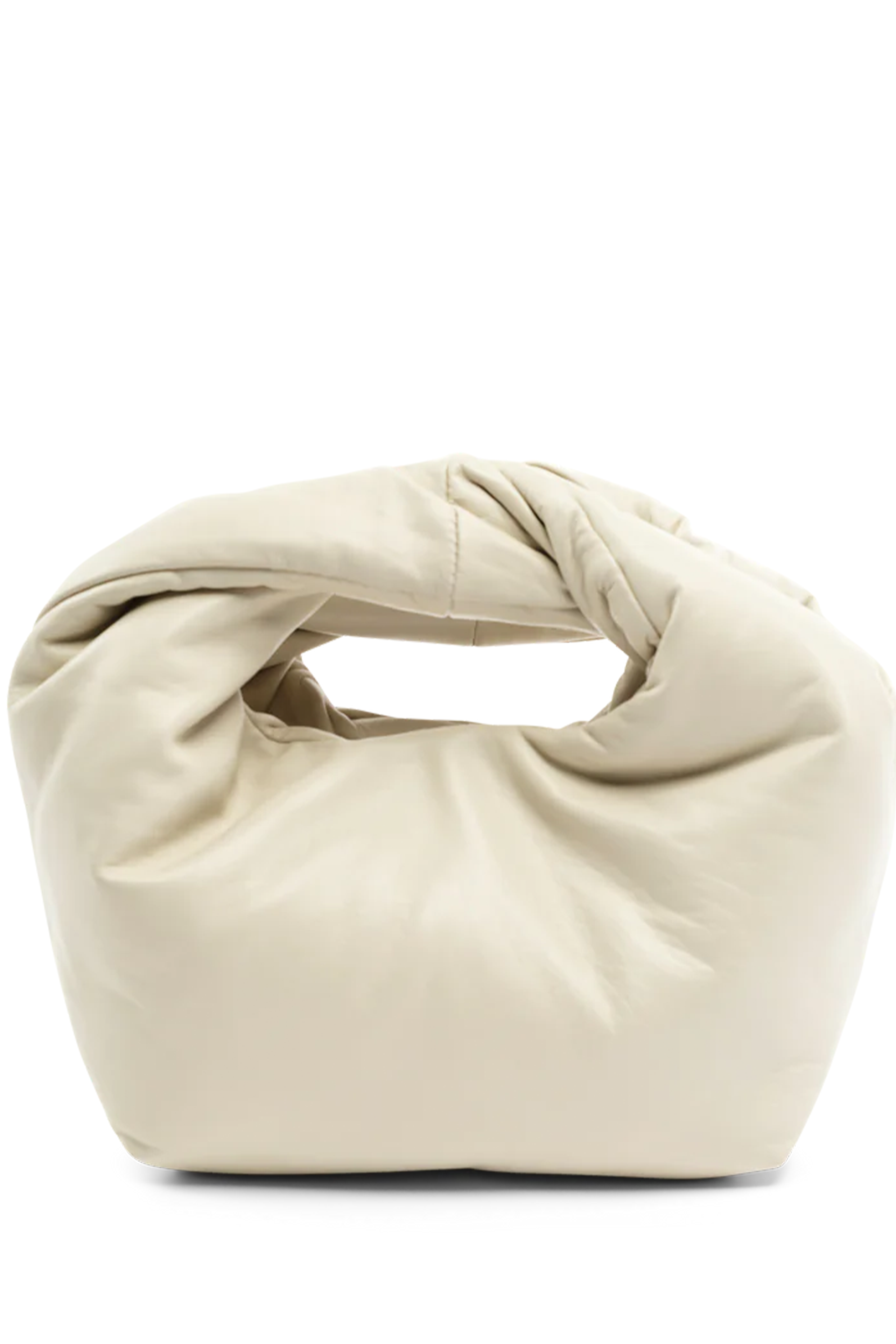 LEMIZ: MINI MELLOW TOP HANDLE HANDBAG IN CREAM NAPPA LAMBSKIN LEATHER